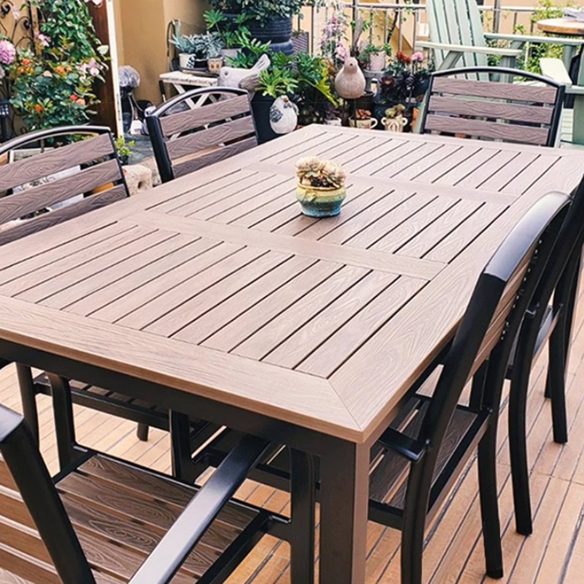 Leighton Wooden Metal Table Stackable Chairs Outdoor Furniture – Mirai ...