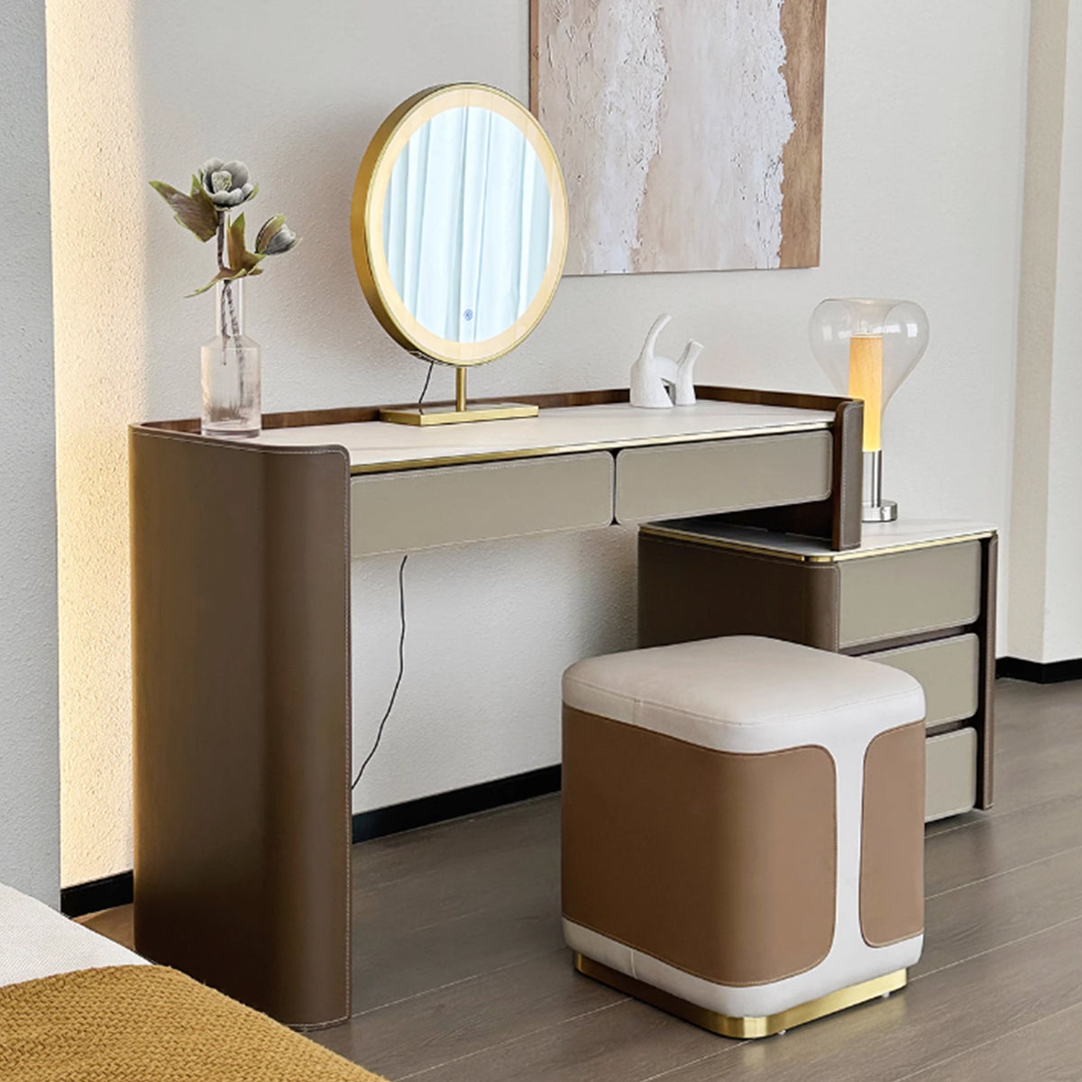 Elliott Modern Curve Edge Dressing Table 0.8m to 1.2m – Mirai Town Shop