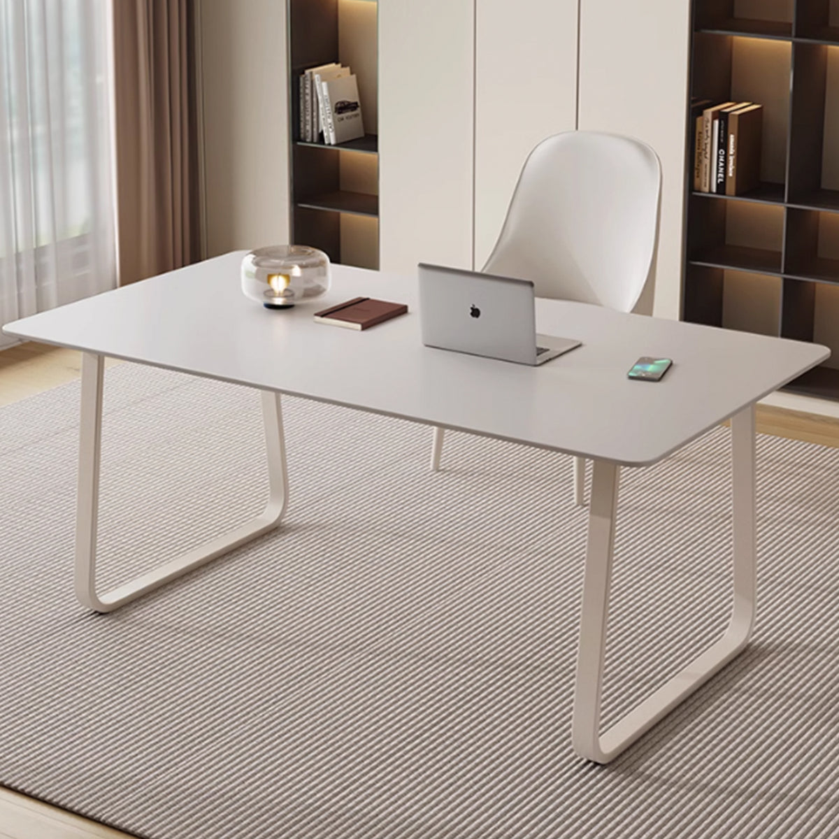 Knight Pure White Minimalist Study Work Desk – Mirai Town Shop