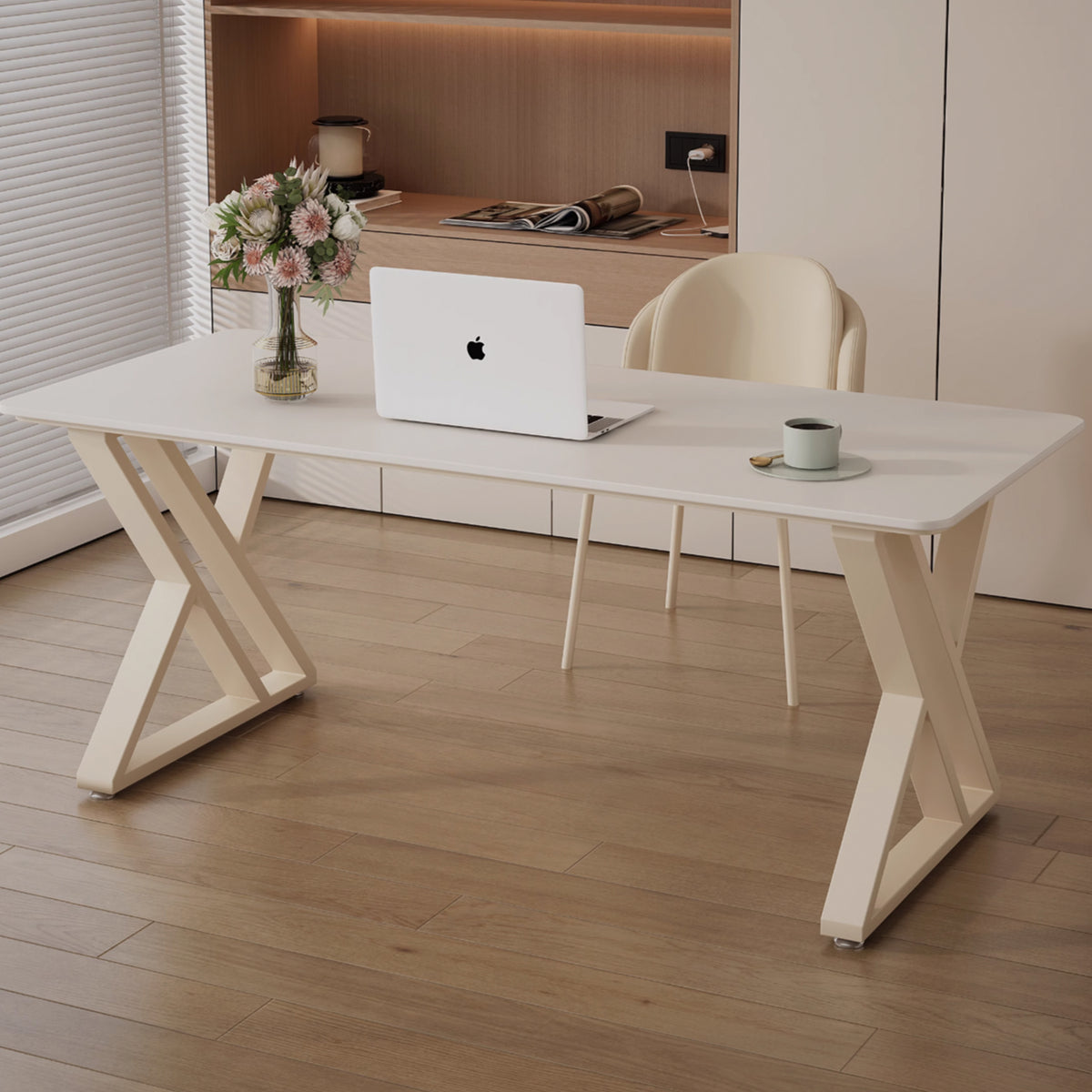 Trevino Cream Minimalist Modern Study Work Desk – Mirai Town Shop