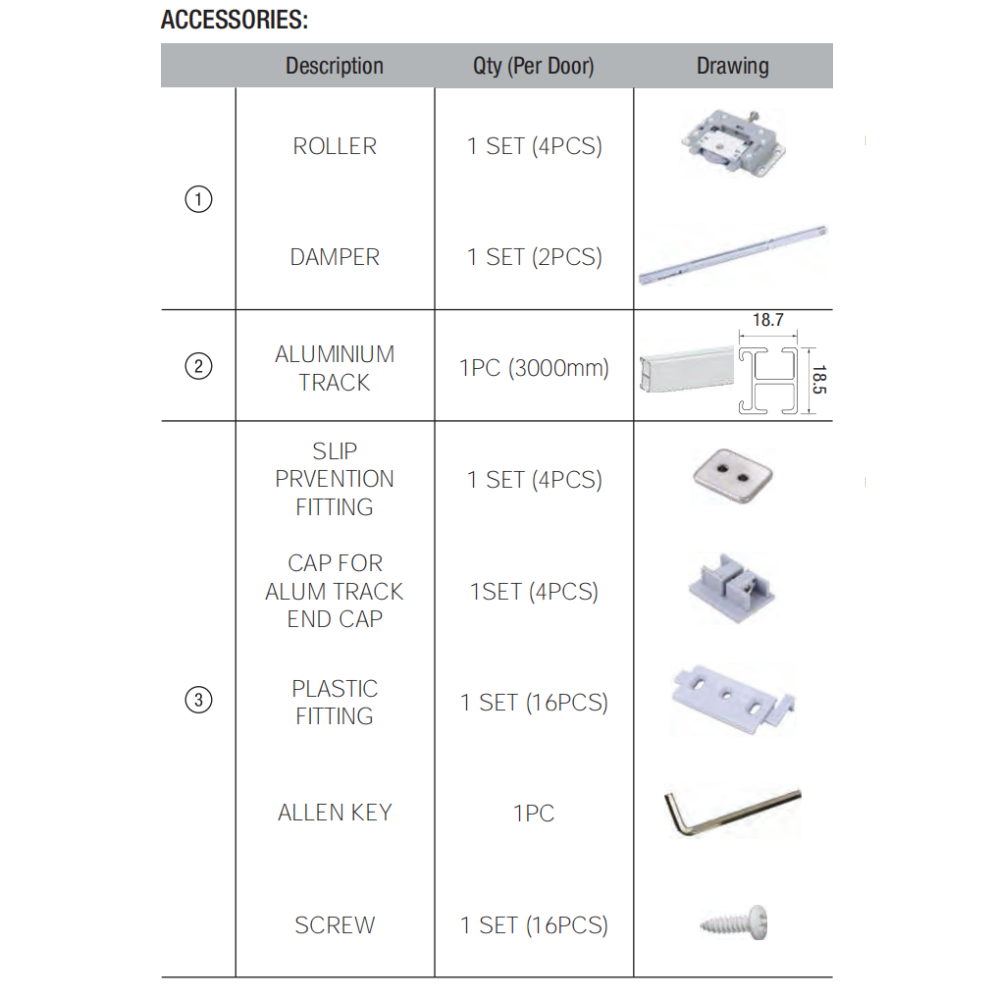 MIRAI H06 Single Sliding Door Roller With Damper – Mirai Town PLT