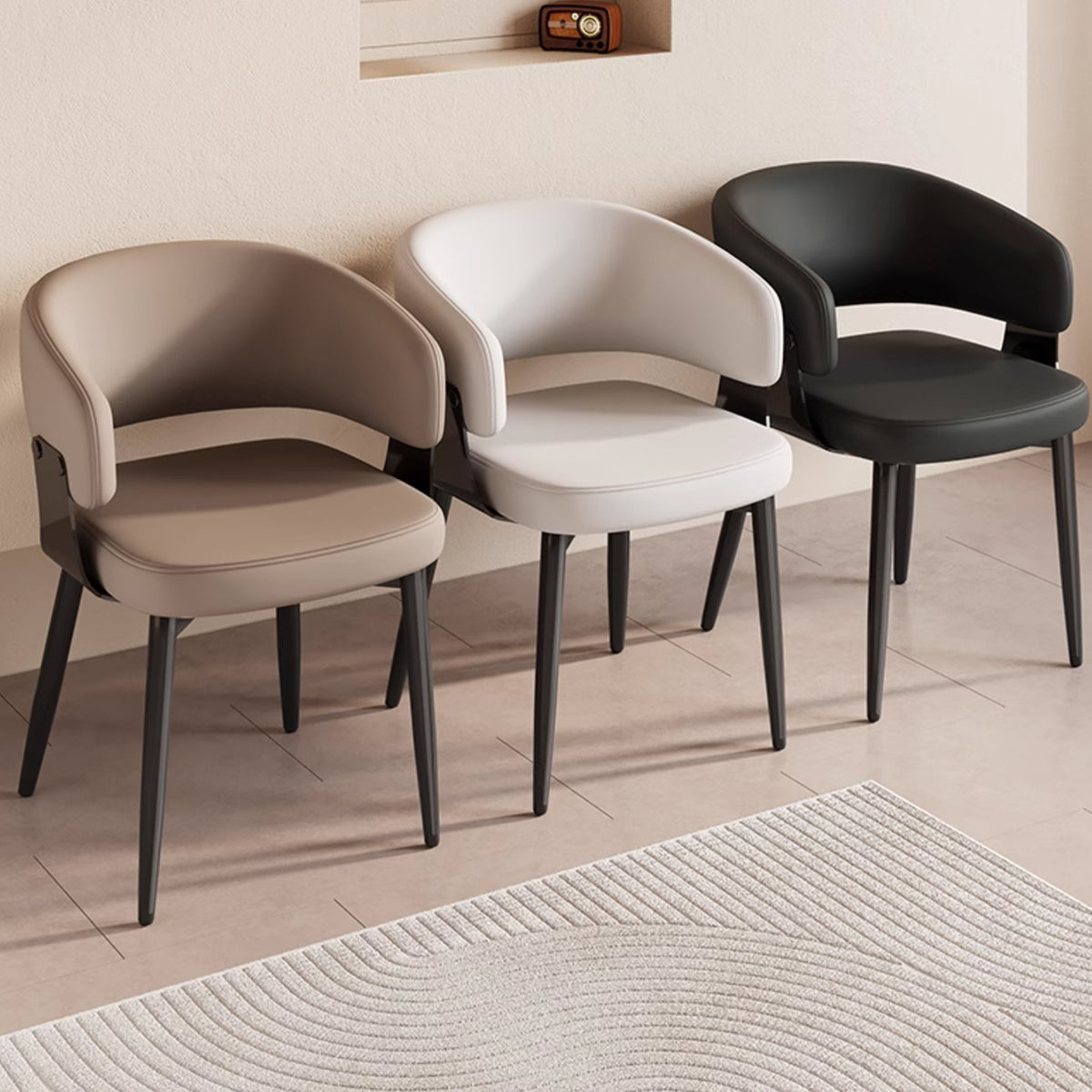 Foley Mid Back Rest Arm PU Dining Chair – Mirai Town Shop