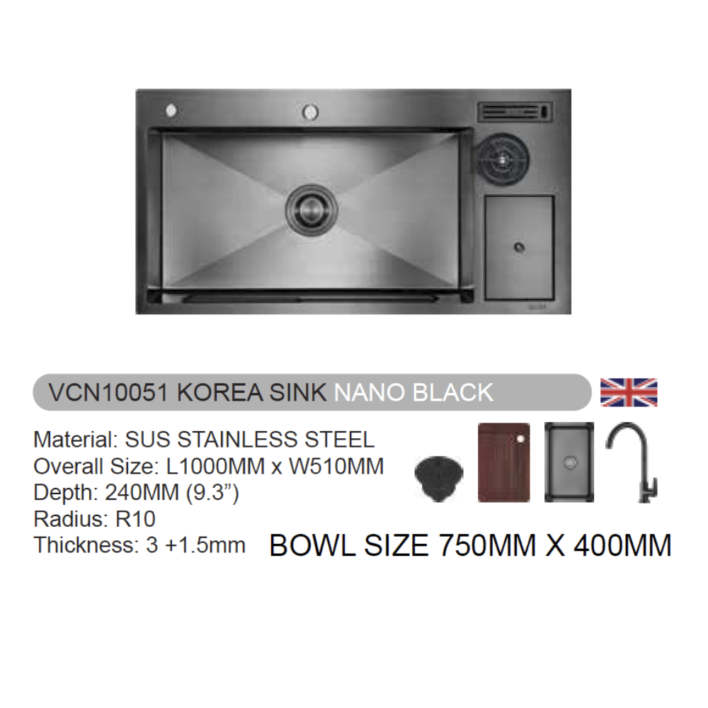 VULCANO SUS304 Stainless Steel Korea Sink Nano [VCN10051/VCN10051 ...