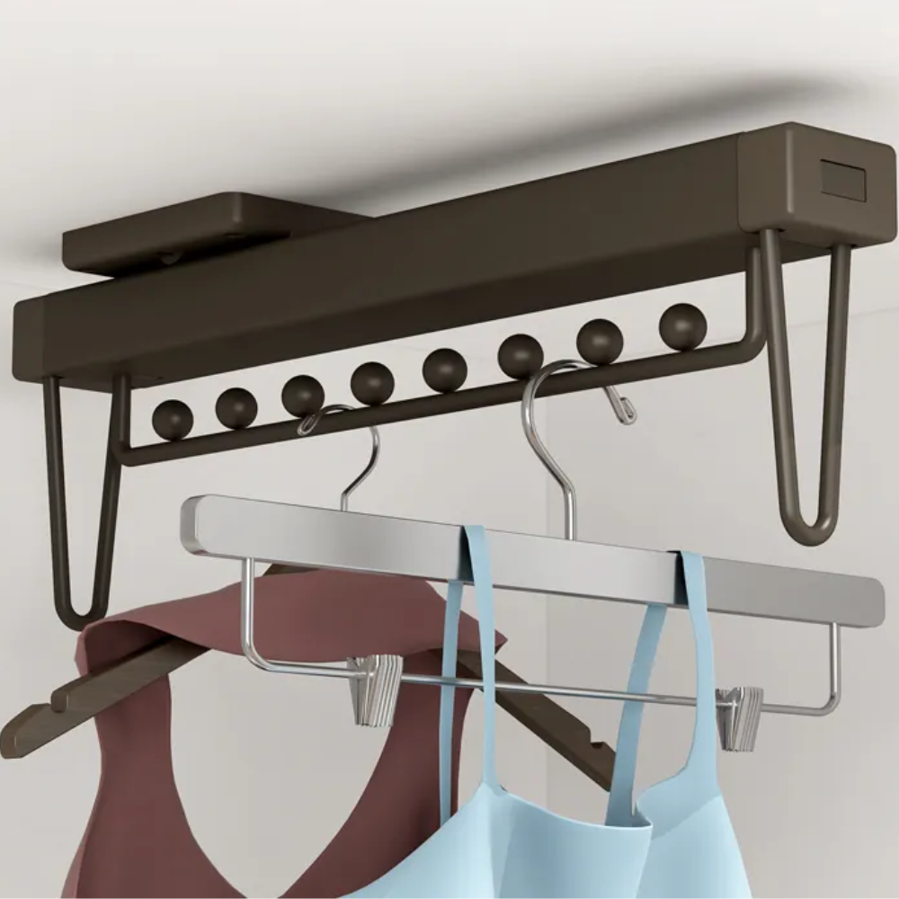 MIRAI Top Mounted Pull Out Closet Rail Hanger (Dark Grey & White ...
